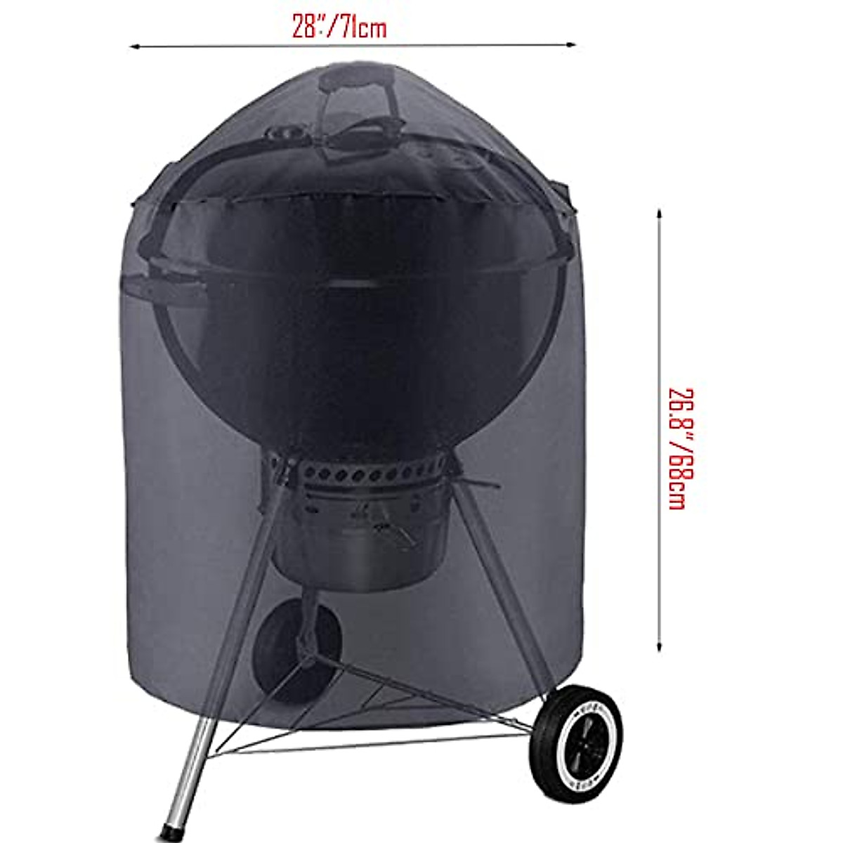 AMSAMOTION BBQ Cover Waterproof, Windproof, Anti-UV, Heavy Duty Rip Proof Kettle Oxford Fabric Grill Barbecue Cover, Round 71vmx 68cm…