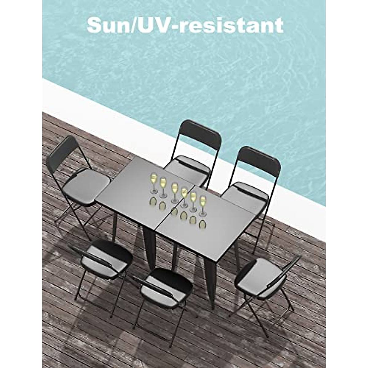 Nazhura Foldable Folding Chairs Plastic Outdoor/Indoor 650LB Weight Limit (Black, 8 Pack)