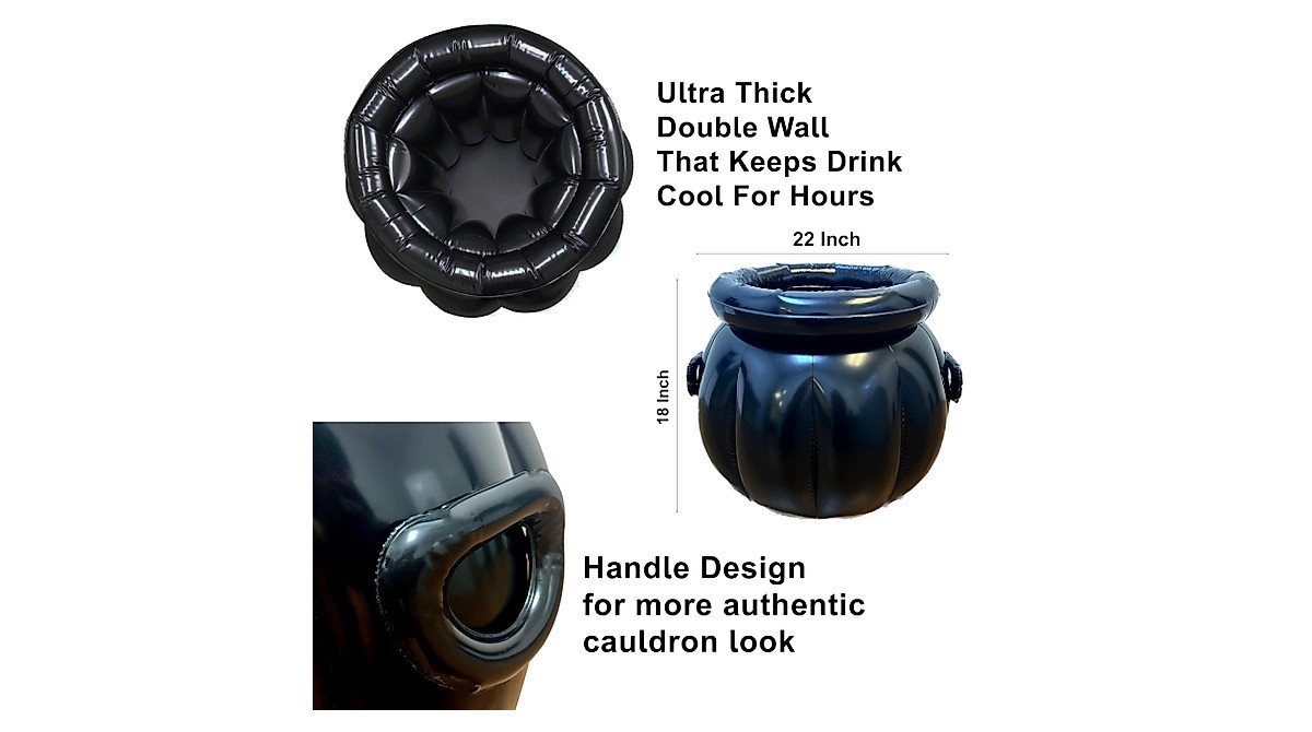 Inflatable Halloween Cauldron Cooler - Spooky Party Decor & Beverage Holder
