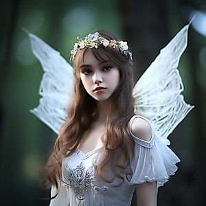 Vivivalue Floral Halo Boho Flower Headband Floral Crown Headpiece Hair Wreath with Ribbon Wedding Party Prom Photos Festival Pink