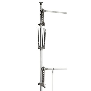 WENKO Herkules Flex Garment Rack, Rail, Adjustable, Tension Rod, Heavy Duty, for Hanging Clothes, Storage, Organizer, with Shelves, 14.2 x 74.8 x 118.1 inch, White