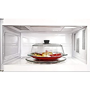 Microwave Borosilicate Glass Plate Cover for food Tall Splatter Guard - Easy Grip Silicone Knob - BPA Free and Dishwasher safe - Black