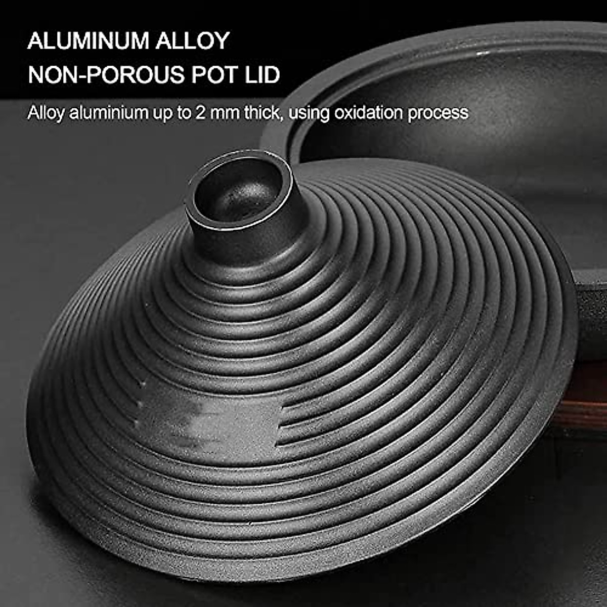 28cm Tagine Pot, Hand Made Moroccan Tajine Pot with Cone-Shaped Closed Lid Ceramic Pot Cooking Cookware for Stew Casserole Slow Cooker, Black (Large)