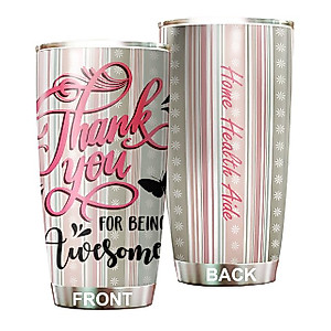 MEDROC Thank You For Being Awesome Home Health Aide Tumbler Stainless Steel 20oz, Coworker Appreciation Gifts Men Women Work Friends Besties, Driking Coffee Cup For Birthday Christmas
