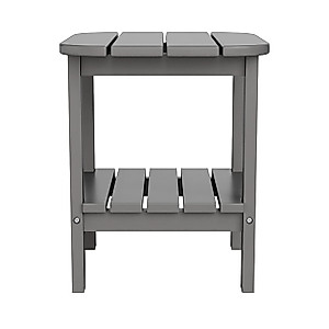 Flash Furniture Newport 2-Tier Adirondack Side Table - Recycled HDPE All-Weather Materials - Indoor/Outdoor - Gray