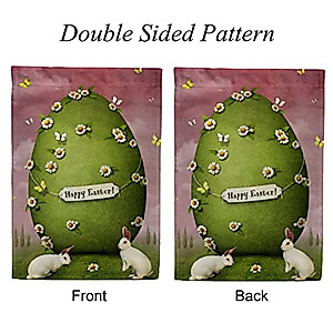 My Little Nest Seasonal Garden Flag Happy Easter Egg And Rabbits Vertical Garden Flags Double Sided for Home Farmhouse Yard Holiday Flag Outdoor Decoration Banner 28"x40"