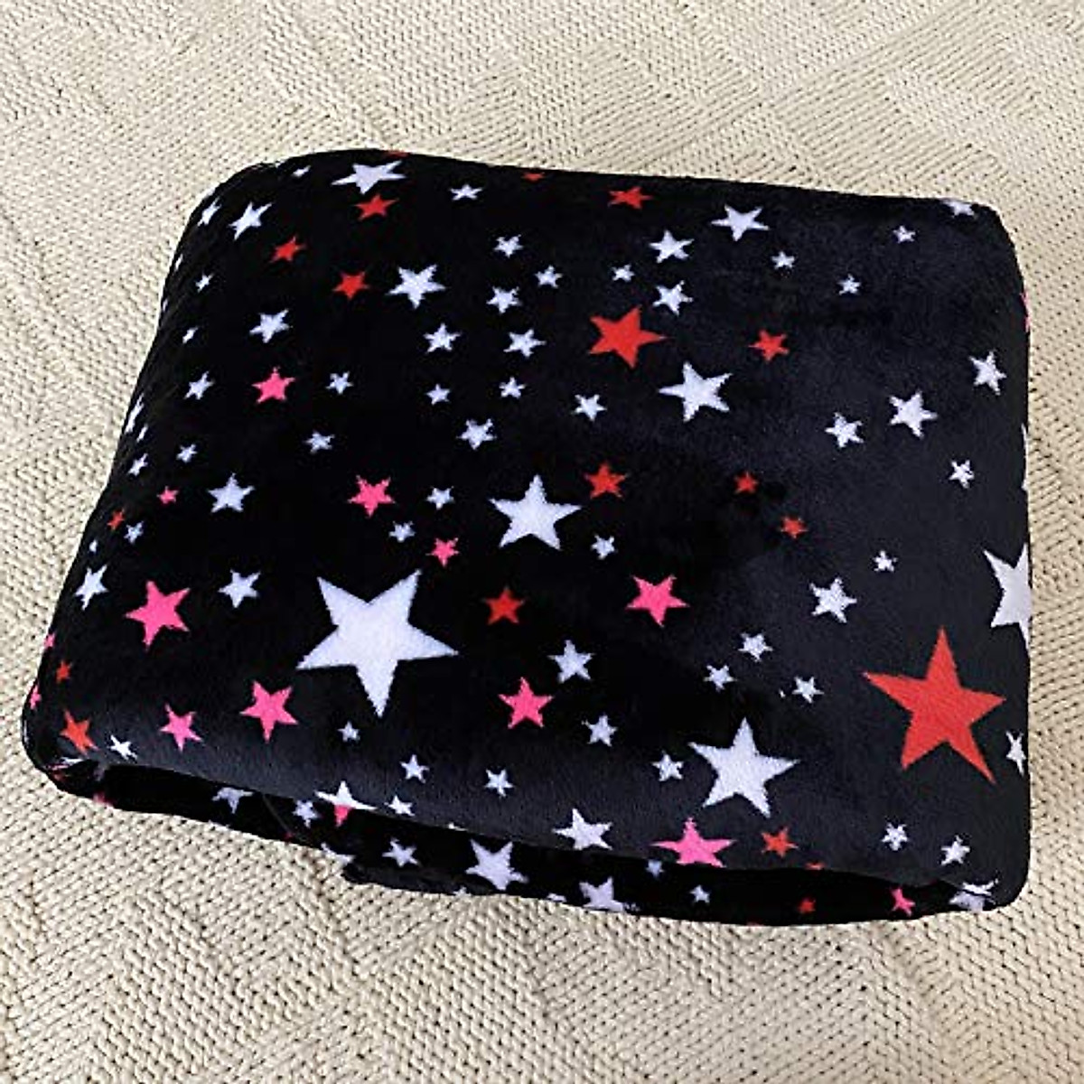 Victoria's Secret Victoria's Secret Blanket Fashion Show Sherpa Black Stars Print Large, Purple