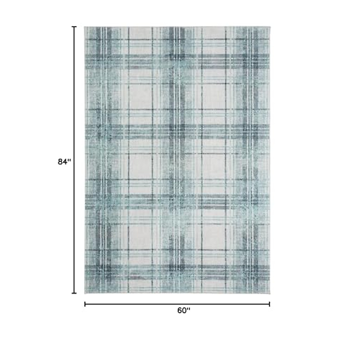 DECOMALL NELE Washable Area Rugs, Modern Lattice Non-Slip Carpet for Bedroom Living Room Sofa Dining Room, Blue 5’x7’