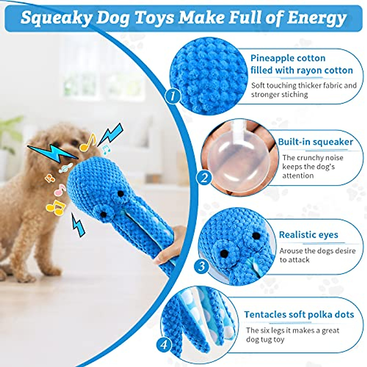 Jeefome Dog Toys/Dog Toys for Large Dogs/Squeaky Dog Toys/Plush Dog Toys/Large Dog Toys/Dog Toys for Small Dogs/Stuffed Dog Toys/Interactive Dog Toys for Small, Medium, Large Dogs Keep Them Busy
