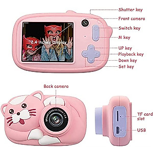 GIENEX Kids Selfie Camera, Christmas Birthday Gifts for Girls Age 3-12, Children Digital Cameras 1080P 2 Inch Toddler, Portable Toy for 3 4 5 6 7 8 9 10 Year Old Girls