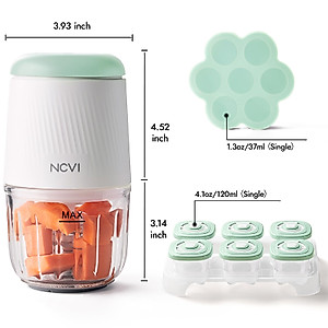 NCVI Puree Baby Food Processor Glass Set, Mini Infant Food Maker Blender Machine with 8 Blades and Grinding Disc, Small Blender Including Food Containers, Silicone Tray and Tableware, Green