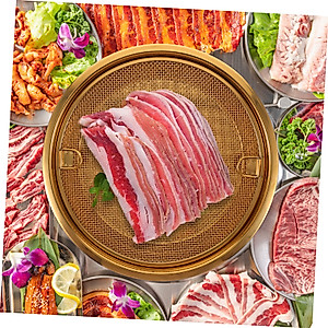 Plate,Dishes,Stainless Steel Filter Pan Korean BBQ Grill Pan Stainless Steel Container Oil Drain Container French Fries Serving Plate Convenient Fruits Plate Fruits Storage Tray Stainless Steel ( Colo