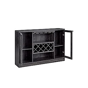 Home Source Jill Zarin Espresso Bar Cabinet with Curved Glass Doors