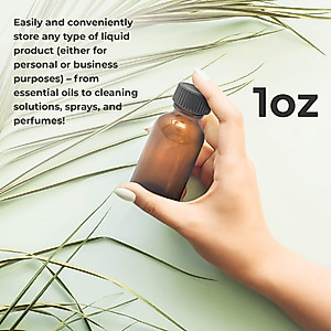 Onisavings Amber Glass Bottles 1 oz (30 ml) Pack Of 12 Empty Refillable Bottles With Black Cap - Leakproof Essential Oils Bottle for Storage and Travel Bottles for Liquids