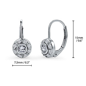 BERRICLE Sterling Silver Cubic Zirconia CZ Fashion Leverback Dangle Drop Earrings for Women, Rhodium Plated