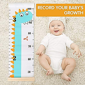 Outivity Growth Chart for Kids, Height Chart for Kids/Boys/Girls/Baby, Canvas & Wooden, Removable Growth Height Chart, Wall Room Decor - Dinosaur