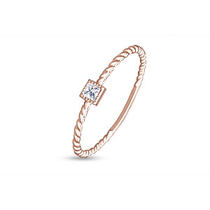 1/20CT Mini Princess-Cut Diamond Twisted Braided Band Stacking Minimalist Engagement Ring in 10k Rose Gold, 0.06 CTTW Ring Size-4