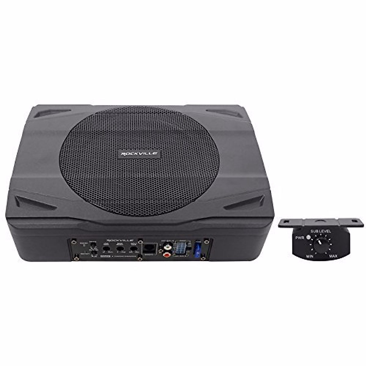 Rockville SS8P 400w 8" Slim Under-Seat Active Powered Car/Truck Subwoofer Sub,Black