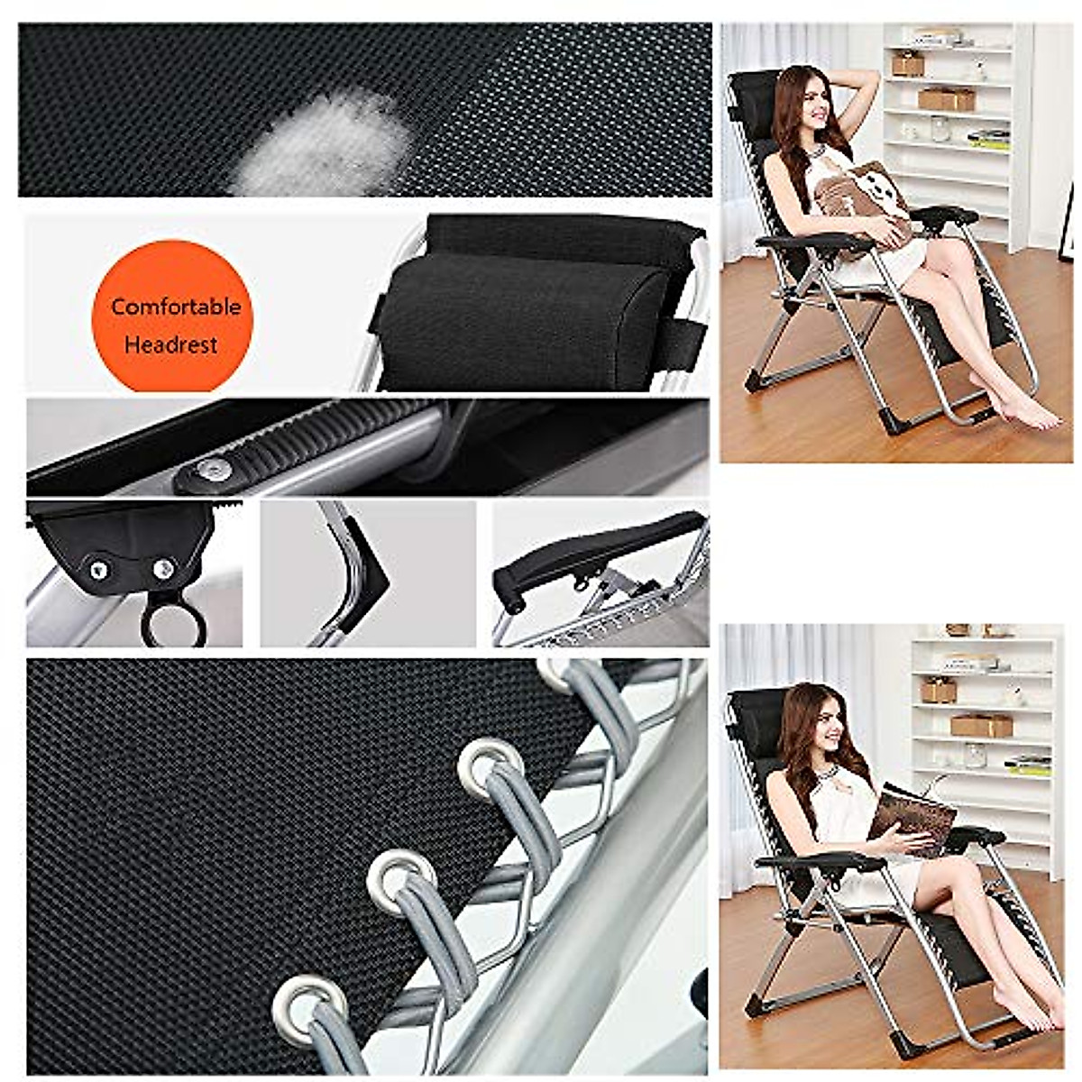 Oversized Zero Gravity Lounge Chairs Recliners,Adjustable,Folding,Purple Padded Reclining Chair Chaise,Supports 550lbs,Suitable for Beach,Patio,Pool,Deck,Garden,Camping