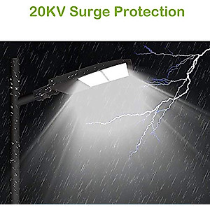 LED Parking Lot Lights 300W, Dusk to Dawn Photocell Sensor Included, Surge Protection Built-in LED Shoebox Area Pole Lights, 1-10V Dimmable, 5000K, 100-277V AC Slip Fitter Mount