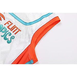 Flint Tropics Jackie Moon #33 Coffee Black #7 Semi Pro 90s Hip Hop Clothes for Party Men Basketball Jersey Green White (7 White, Medium)