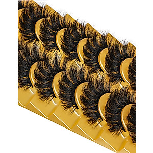 Eyelashes Mink Lashes Fluffy Natural Look Wispy Full Eye Lashes 8D 20 mm Long C Curl Strip Eyelashes Pack 10 Pairs Reusable Fake Eyelashes That Look Like Extensions by GODDVENUS