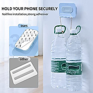 Wall Phone Holder, xuenair Adhesive Wall Mount Phone Holder, Adjustable Angle Cell Phone Wall Mount Holder with Hooks for Bathroom Bedroom Kitchen Or Dorm(Blue)