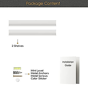 You Have Space Lagos Floating Bookshelf for Kids Room Decor, Picture Ledge Shelf for Living Room, Office, Kitchen, Bathroom, 30" White Wall Shelf Set of 2