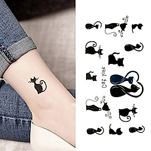 Oottati Small Cute Temporary Tattoo Cats Love Totem (2 Sheets)