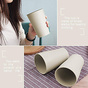 Roucerlin 4 Pack 20 OZ Wheat Cup, Unbreakable Reusable Wheat Straw Drinking Cup, Coffee, Tea, Water, Beer, Milk, Juice Cup, Stackable Travel Cup (Beige)