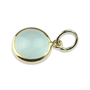 Aquamarine Charm 7.5mm Round Cabochon Handmade in 14k Yellow Gold 1.25 Carats