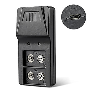 9V Batteries Charger 9V NiMh Charger USB for 9 Volt Lithium-ion/Ni-MH/Ni-CD Rechargeable Batteries （Battery Not Included）