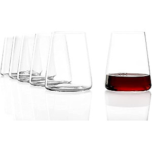 Modern Stemless Wine Glasses Set of 4-17 oz Stemless Wine Glasses, European Wine Glasses Stemless, Unique White Wine Glasses, Large Bowl Drinking Glass for Red Wine, Dishwasher Safe, Gifts