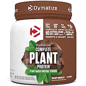 Dymatize Vegan Plant Protein, Creamy Chocolate, 25g Protein, 4.8g BCAAs, Complete Amino Acid Profile, 15 Servings