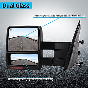 AUTOSAVER88 Towing Mirrors Compatible with 2004 2005 2006 Ford F150 Truck, Trailer Tow Mirrors w/Power Heated Glass Turn Signal Puddle Lamp, Manual Telescoping and Folding Side Mirror