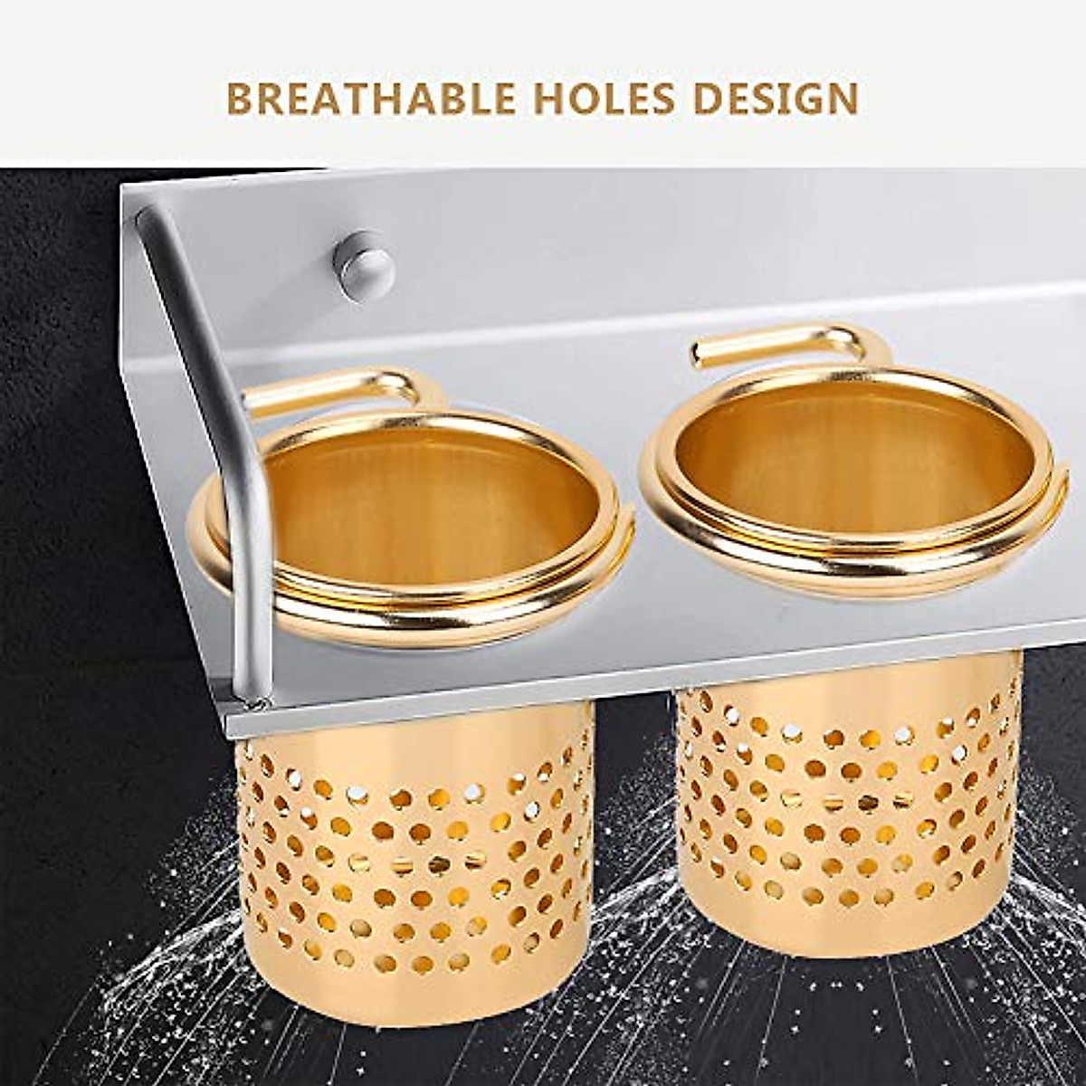 Hair Dryer Holder, Space Aluminum Wall Mounted Hair Dryer Holder Spiral Hair Care Tools Hanging Rack Organizer for Blow Dryer Comb (#2)