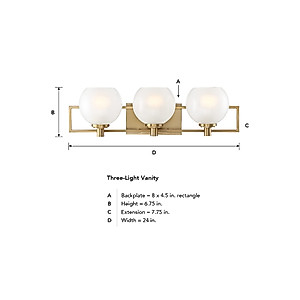 Designers Fountain 94503-BG 24in Cowen 3 Bathroom Vanity Light Fixture, Brushed Gold