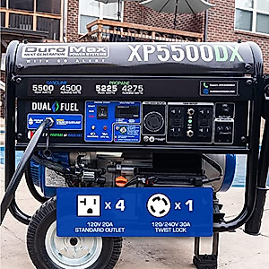 DuroMax XP5500DX 5,500-Watt/4,500-Watt 224cc Electric Start Dual Fuel Portable Generator w/CO Alert