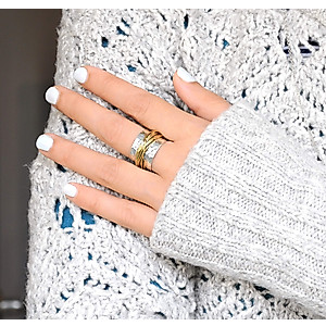 Boho-Magic 925 Sterling Silver Band Ring for Women with Brass Wrap Wide Statement Ring (11)