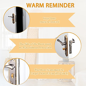 Hotop Door Lock 3 in 1 Door Lock for Travel Door Security Door Locks Devices for Additional and Privacy Safety Door Lock Security Devices for Home Hotel School Apartment College (1 Pcs) Gold