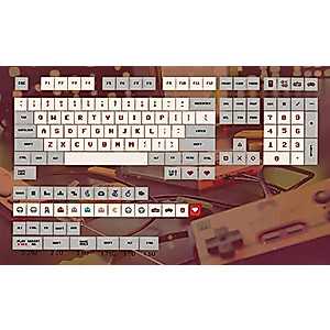 YMDK 146 Key Gameboy Dye Sub ZDA PBT Keycap Similar to XDA for MX Keyboard 104 87 61 Melody 96 KBD75 ID80 GK64 68（Only Keycap） (Gameboy)