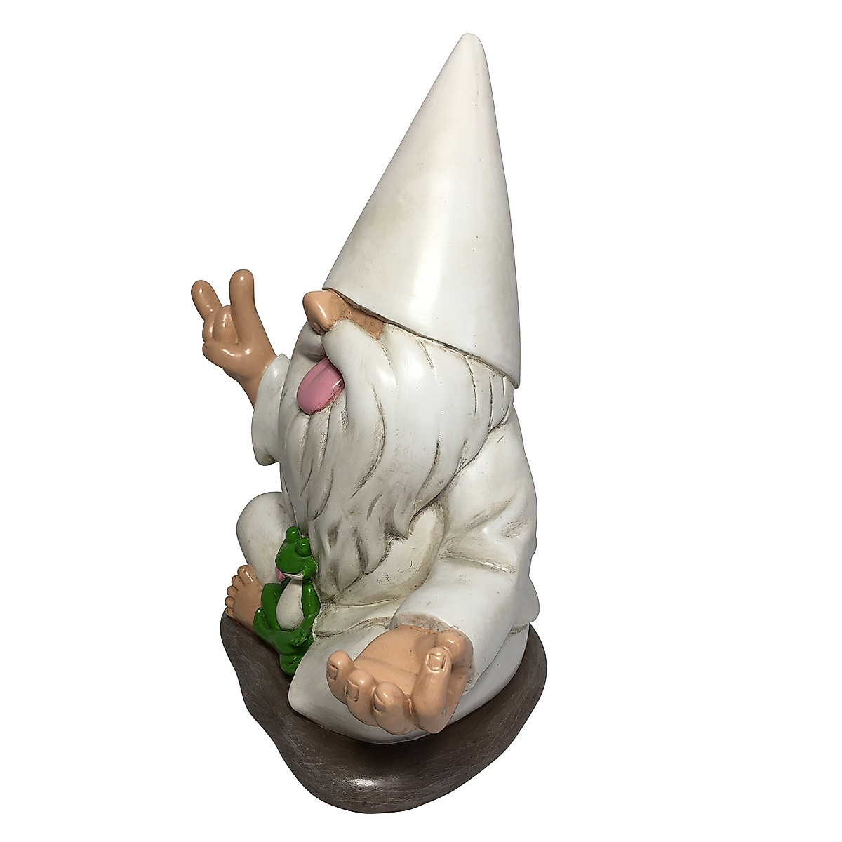 GlitZGlam Rocker Gnome George with Zen Frog - This Garden Gnome Combines Peace, Tranquility and Rock N Roll for Your Fairy Garden