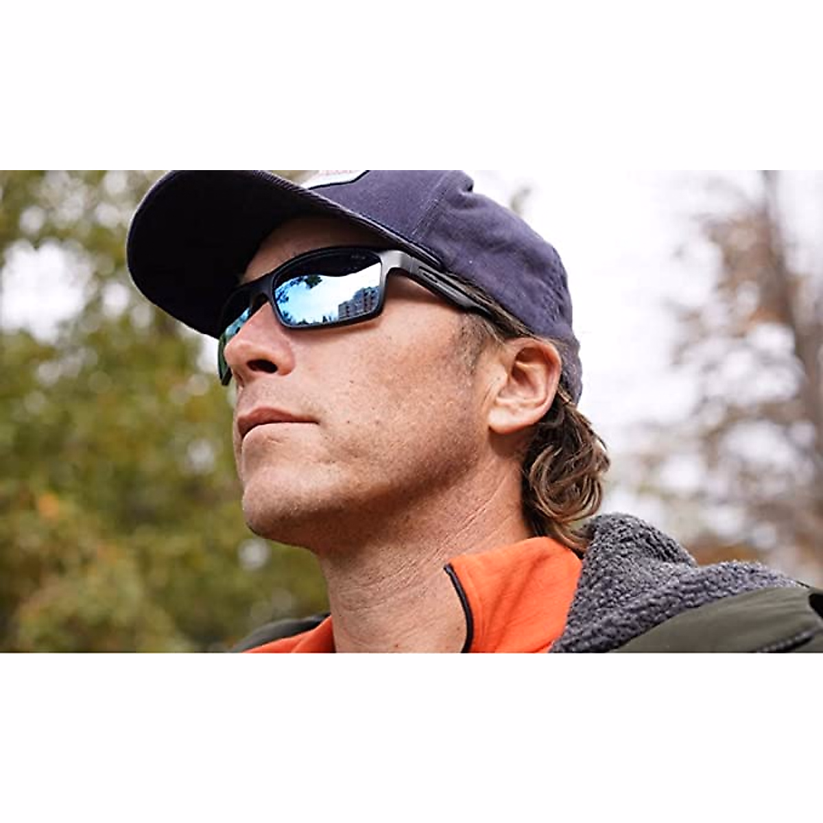 Revo Sunglasses Crawler XL: Polarized Performance Rectangle Sport Wrap Frame, Matte Black Frame with Blue Water Lens