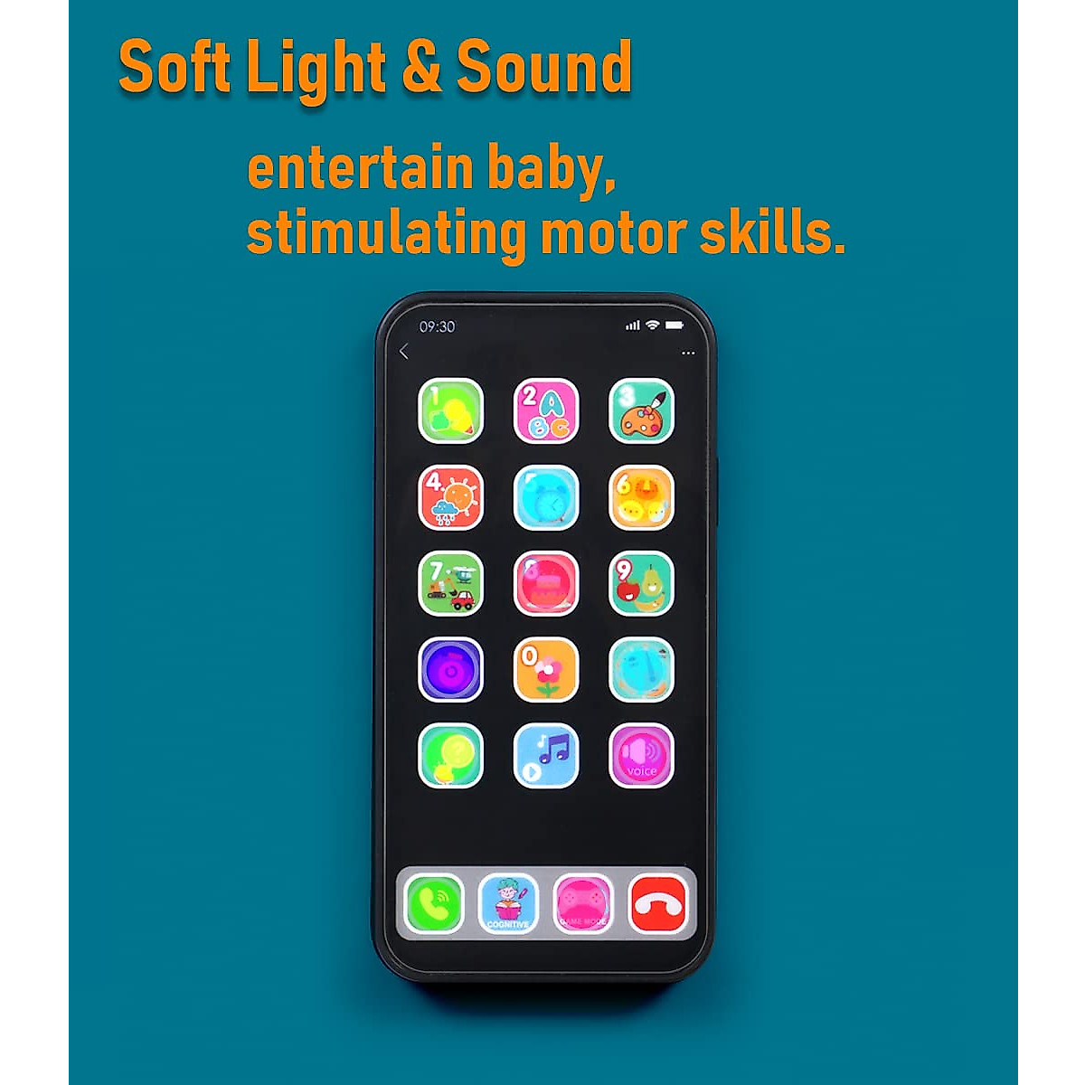 Baby Phone Toy for 1 Year Old Toddlers, Musical Cell Phone Toy with Light and Sound, Pretend Play Toy for Boys and Girls, Gifts for Birthday, Holiday (Black)