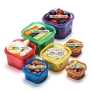 Lanfubiao Portion Control Containers for Weight Loss (14 Piece) - 21 Day Fix Measuring Cups and Food Plan with Free eBook, Multi Color and Label Engraved Healthy Diet Containers