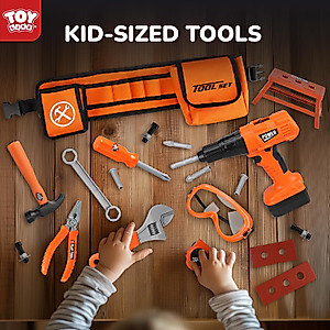 TOY Life Kids Tool Set with Kids Tool Belt & Toy Drill, Toddler Tool Set for Kids Pretend Play, Toy Tools Construction Tools Halloween Tool Costume Kids Tool Kit for Boys Girls 3 4 5 6 7 8 Years Old