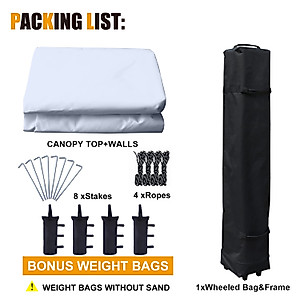 COOSHADE 10X10Ft Pop up Canopy Tent Enclosed Instant Folding Canopy Shelter with Elegant Church Window Outdoor Pavilion Cater Party Wedding BBQ Events Tent(White)