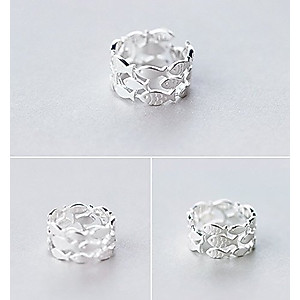 Helen de Lete Simple School Fish Geometric Pattern 925 Sterling Silver Open Ring-white silver