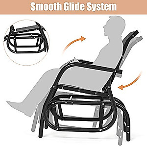 Tangkula Swing Glider Chair, Ergonomic Rocking Chair with Comfortable Fabric, Iron Frame, 4 Non-Slip Foot Pads, Outdoor Patio Glider Rocker Chair for Living Room, Garden, Backyard