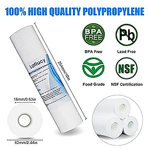 Lafiucy Sediment Water Filter Cartridge 10"x 2.5",5 Micron,6pack,10" x 2.5" Whole House Sediment Water Filter Replacement Cartridge Compatible with 10 inch RO Unit